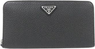 Prada Pre-owned Vit.Daino Triang Long Wallet - Femme - Pre-owned - Noir - Taille: ONE Size