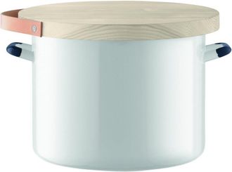 LSA International Utility Brotkasten mit Esche Board, Emaille, Milch Wei&szlig;, 31 cm