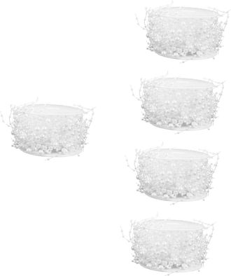 Pretyzoom 5 Rollen Künstliche Perlenkette Perlenschnur Weiß für DIY Hochzeit Deko Vase Kerzenhalter Brautstrauß Schmuck Basteln Floral Arrangement