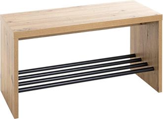 Haku Möbel Schuhbank Eiche, schwarz, MDF, Metall - Maße: B 70 cm x H 40 cm x T 30 cm, Style: Modern