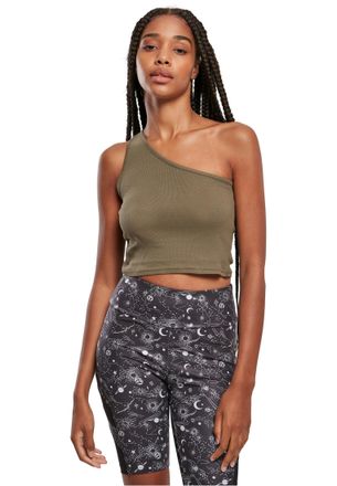 Urban Classics Damen Ladies Cropped Asymmetric Top Khaki, XXL