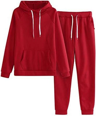 Onsoyours Femme Survêtement Ensembles Sport 2 Pièces Sweat À Capuche Décontracté Pantalon Manches Longues Couleur Unie Yoga Sport Gym Sportswear Loungewear Cord