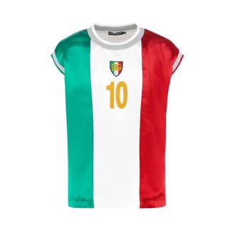 Dolce & Gabbana Luxuri&ouml;ses Satin T-Shirt mit Mesh - - Tops - Herren - Mehrfarbig - L