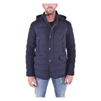 Moorer Homme, Vestes, Bleu, Taille: M Doudoune clique avec capuche amovible