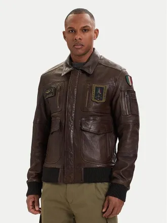 Aeronautica Aeronautica Militare Lederjacke 261PN5058U100839 Braun Regular Fit