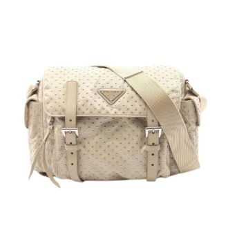 Prada Pre-owned Re-Nylon Studs Schultertasche - - Pre-owned - Damen - Beige - ONE SIZE