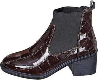 Generic Bottines Chelsea &agrave; bout rond pour femme - &Eacute;l&eacute;gantes - Style d&eacute;contract&eacute; - Classique - Talon &eacute;pais - Confortable - &Agrave; enfiler - Pour le bureau et le sho