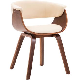 vidaXL Vidaxl - Chaise de salle &agrave; manger gris fonc&eacute; en bois et bois incurv&eacute;s Couleur : cr&egrave;me