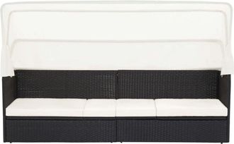 vidaXL Vidaxl - Canapé de jardin avec auvent Noir Résine tressée