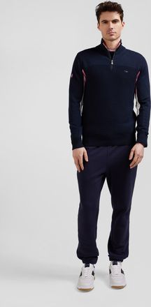 Eden Park Pull Zipp&eacute; En Coton Bleu Marine Xv De France Coupe Regular
