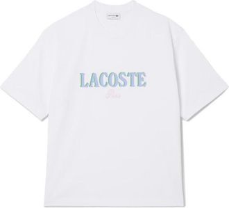Lacoste T-shirt loose fit jersey imprimé blanc