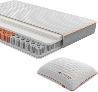 OCTAsleep Smart Plus Matratze 100x200 + Smart Kissen - Matratze mit flexiblen Federn aus Memory Foam - 3 Zonen f&uuml;r ideale Unterst&uuml;tzung - atmungsaktiv und k&uuml;hle