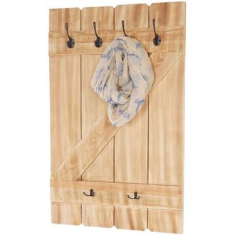 Mendler Tablette murale, porte-tasse HWC-D13, &eacute;tag&egrave;re / vestiaire / planche &agrave; crochets - pin