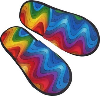 Generic Pantoufles De Maison Rainbow Portative Fourrure Pantoufles Chaud Chausson Hotel Pour Automne Spa Voyage M