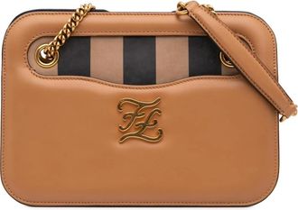 Fendi Sac bandouli&egrave;re Pre-owned en cuir Vitello King Nubuck Pequin Karligraphy - Femme - Pre-owned - Brun - Taille: ONE Size