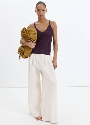 Mango Top en maille ajour&eacute;e en lurex violet - Femme - XXS - MANGO