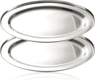 Com-Four 2x ovale Schale - Serviergeschirr aus Metall - für die Küche, Büro und als Deko - Dekoschale zum Präsentieren von Obst, Gemüse, Süßem (2 mal 35-21 cm)