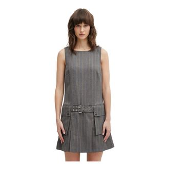 Ganni Gestreiftes Mini-Wickelkleid - - Dresses - Damen - Grau - S