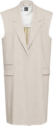HUGO BOSS Jewela Blazer f&uuml;r Damen, Hals Kerbe, Lang, &Auml;rmellos (Beige)