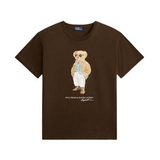 Polo Ralph Lauren Femme, Tops, Brun, Taille: 38 FR T-shirt &agrave; col rond avec imprim&eacute; ours
