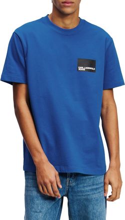 Karl Lagerfeld Karl Lagerfeld Jeans, Herren, Regular Kurzarm-T-Shirt Mit Box-Logo, Normale Passform, KLJ Blau, L