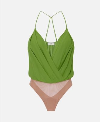 Elisabetta Franchi Femme, Tops, Vert, Taille: 40 FR Body en Georgette de Viscose