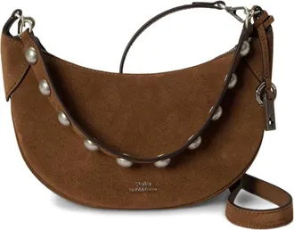 Polo Ralph Lauren sac porté épaule Polo ID en daim - Marron