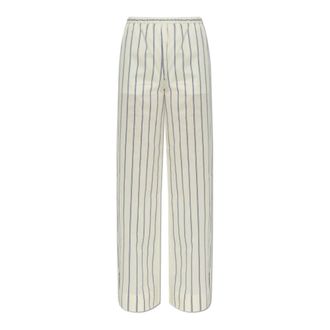 Moncler Gestreifte Baumwoll- und Seidenhose - - Trousers - Damen - Beige - XS