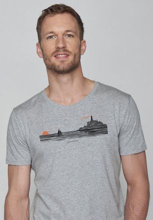 Greenbomb T-Shirt Guide Nature Evening Glow Motiv Natur Meer (1-tlg., 1) klassischer Schnitt, tailliert, Rundhalsausschnitt, Bio-Baumwolle