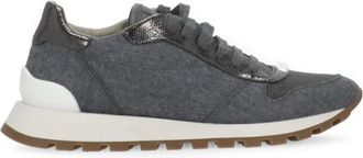 Brunello Cucinelli Femme, Chaussures, Gris, Taille: 39 EU Baskets en Laine Grise avec Détails en Laiton