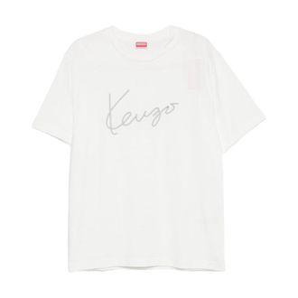 Kenzo Signature Embroidered T-shirt - - Tops - Herren - Wei&szlig; - M