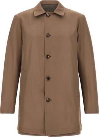 Pal Zileri Reversible Wool & Technical Coat - brown