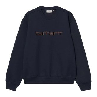 Carhartt Work in Progress Homme, Sweatshirts et sweats &agrave; capuche, Bleu, Taille: L SweaT-shirt bleu en coton &agrave; manches longues