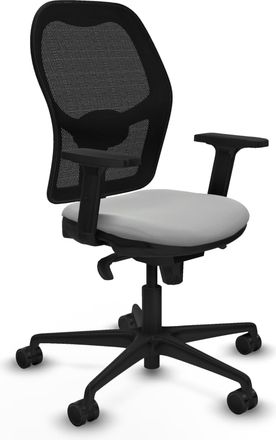 Piqueras y Crespo Stuhl aus Polycarbonat, graues Netzgewebe mit 2D-Armlehnen, h&ouml;henverstellbare Lendenwirbelst&uuml;tze, ausgestattet mit 5 Positionen und eingespritztem Sch