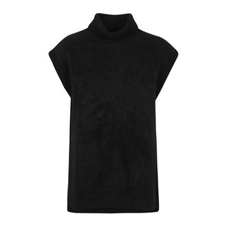 C.T. Plage Rollkragen-Weste ohne &Auml;rmel - - Knitwear - Damen - Schwarzk - 3XS