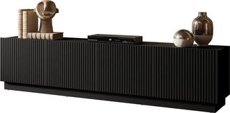 Mirjan24 TV-Schrank Liwerio 200 4D, Fernsehschrank, TV-Lowboard mit geriffelte Fronten, Fernsehtisch, TV-Tisch, Unterschrank, TV-Board, Schrank, TV-Bank (Schwa