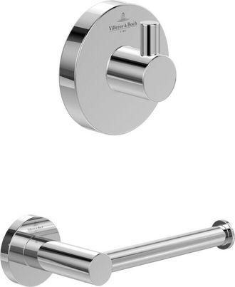 Villeroy & Boch Villeroy&boch - Elements-Tender Badaccessoire-Set (2 in 1 Bundle), Bad Zubeh&ouml;r Set bestehend aus Handtuchhaken und Toilettenpapierhalter ohne Deckel