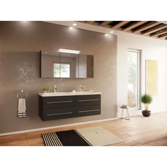 Magnolia Home Badm&ouml;belset Persepolis XL 2-teilig Spiegelschrank grafit