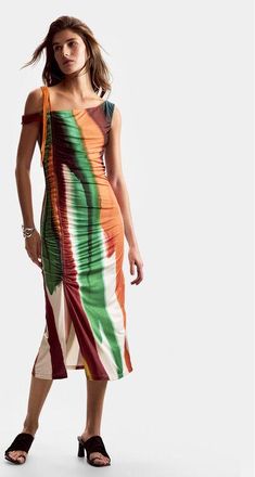 Desigual Sommerkleid Paint Lacroix 26SWVK17 Bunt Slim Fit