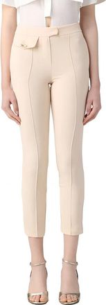 Simona Corsellini Femme, Pantalons, Beige, Taille: 38 FR Pantalon en cr&ecirc;pe avec fermeture &eacute;clair avant