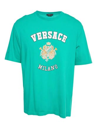 Versace t-shirt &agrave; col rond - Vert
