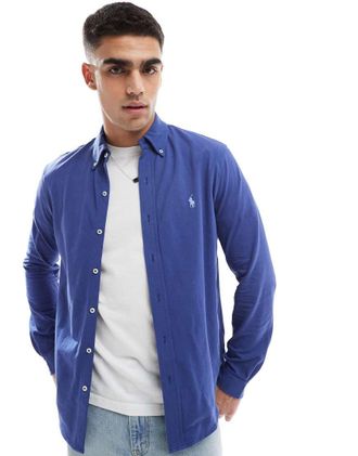 Polo Ralph Lauren Chemise en piqué à logo emblématique - Bleu moyen