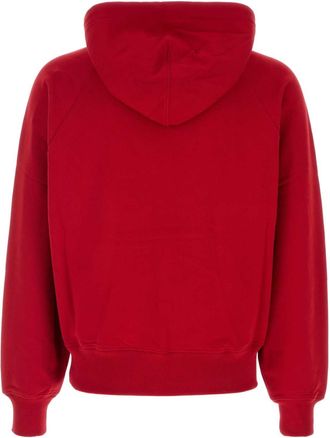 Ami Logo-Embroidered Hoodie - Red