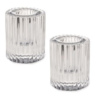 dio Only for You 2er Set Stabkerzenhalter Glas | Kerzenhalter Kerzenst&auml;nder Tischdeko | 6x4,5 cm