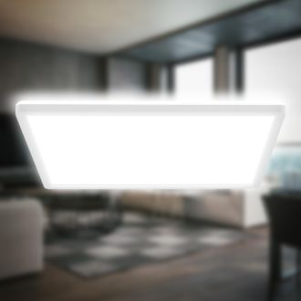 B.K.Licht LED Deckenlampe mit indirektem Licht, 3cm flach, neutralweißes Licht, Lampe, Deckenleuchte, Wohnzimmerlampe, LED Panel, Küchenlampe, Deckenbeleuchtung