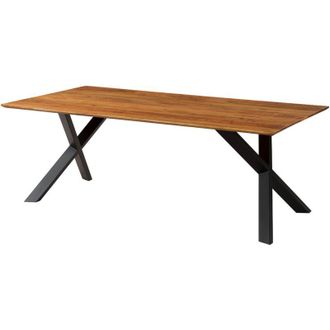 Massivmoebel24 Esstisch Akazie 220x100x75 natur lackiert / ausgestellte X-Beine anthrazit matt SWISS EDGEMassivmoebel24 GmbH
