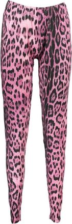 Cavalli Femme, Pantalons, Rose, Taille: 38 FR Leggings Roses avec Logo Imprim&eacute; Femme