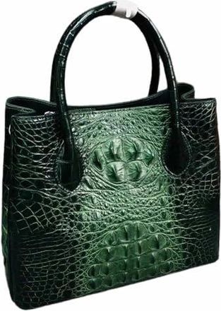 Generic Sac cabas pour femme en cuir dalligator authentique, sac &agrave; main f&eacute;minin en cuir de crocodile v&eacute;ritable, sac &agrave; bandouli&egrave;re unique, sac &agrave; main vert &agrave; tr