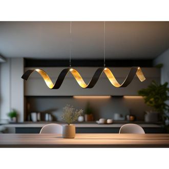 Fan Europe Fan Europe HELIX LED Swirl Pendel-Deckenleuchte Schwarz, Gold 1600lm 3000K 80x13,5cm