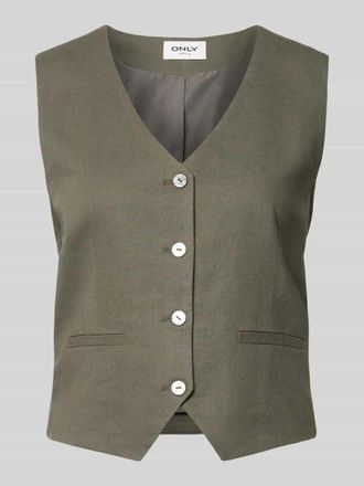 Only Regular Fit Leinenweste mit Bindeband Modell GOA